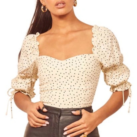 Reformation | Tops | Reformation Nina Top In Pepper Polka Dot Print ...